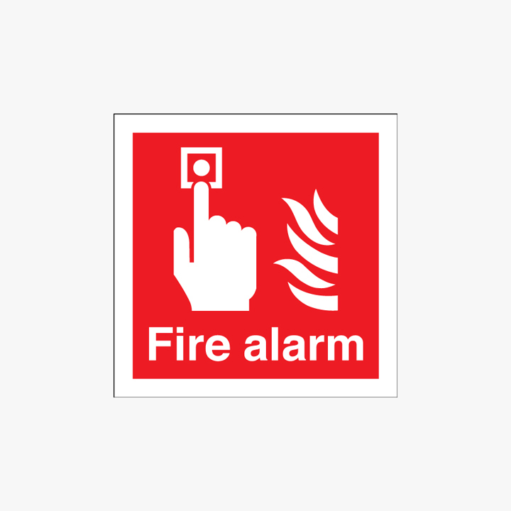 200x200mm Fire Alarm Self Adhesive Signs - Safety Sign UK
