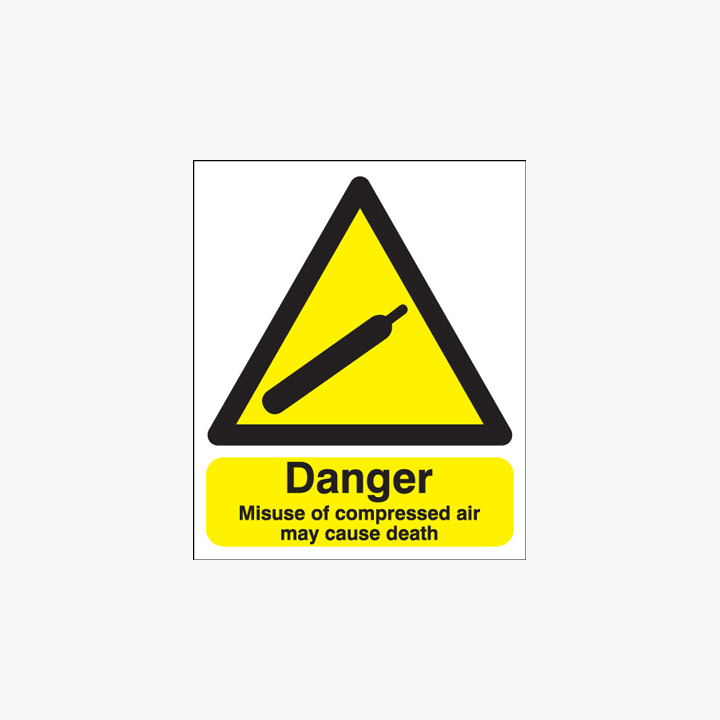 400x300mm Danger Misuse Of Compressed Air Plastic Signs - Safety Sign UK