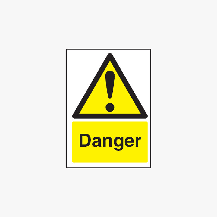 250x200mm Danger Self Adhesive Plastic Signs - Safety Sign UK