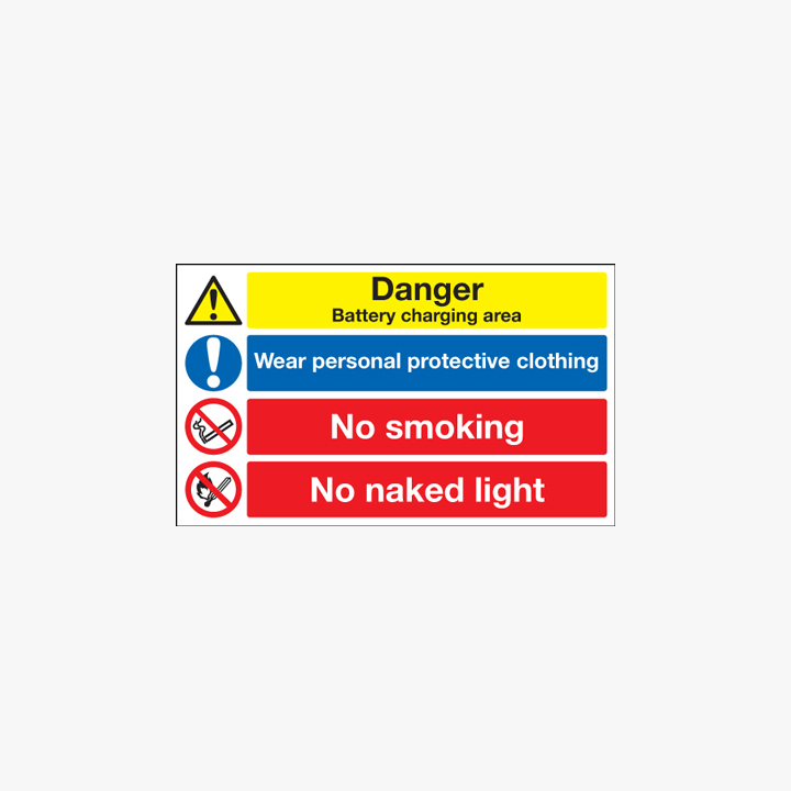 300x500mm Danger Battery Charging Area Self Adhesive Plastic Signs ...