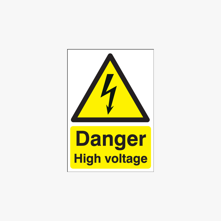 A4 Danger High Voltage Self Adhesive Signs - Safety Sign UK