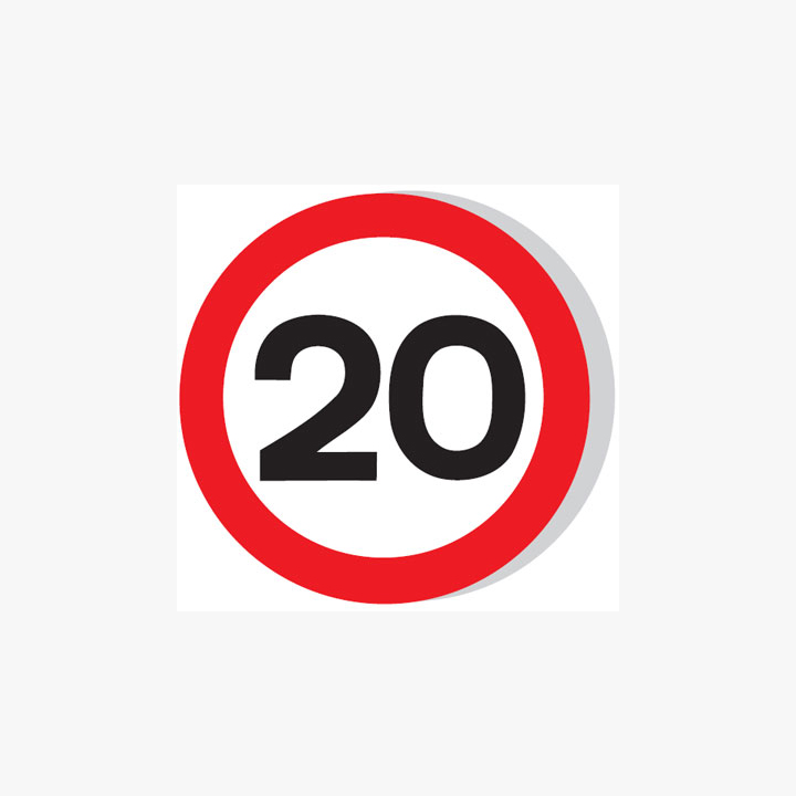 Aluminium 600mm 20Mph Class 1 Reflective Wall Fitting Signs - Safety ...