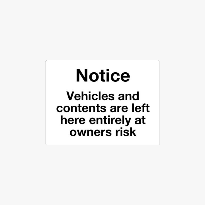 Aluminium 450x600mm Notice Vehicles And Contents Wall Fitting Signs ...