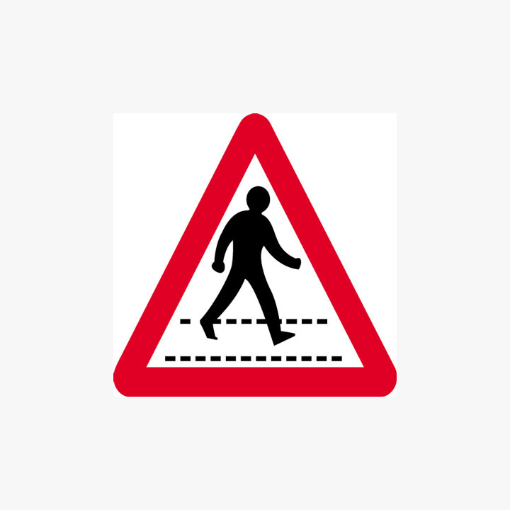 Aluminium 600X680mm Triangular Pedestrian Crossing Post Fitting Signs ...