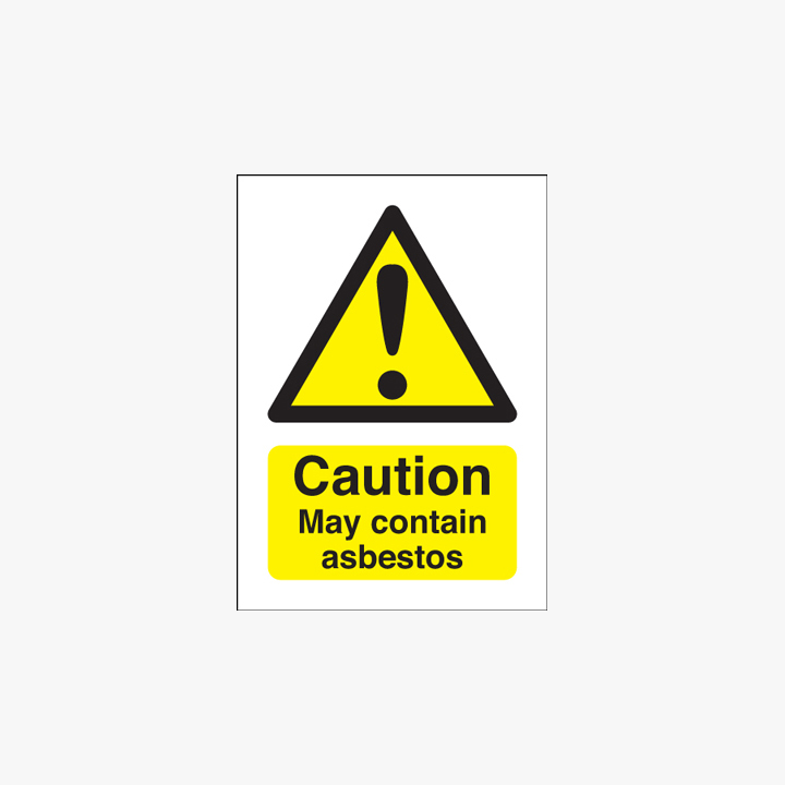Caution May Contain Asbestos Plastic Signs 50mm x 70mm - Safety Sign UK