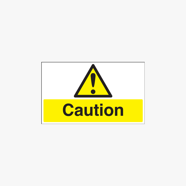 Caution Plastic Signs 250mm x 100mm - Safety Sign UK