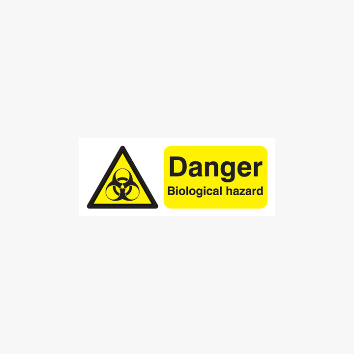 Danger Biological Hazard Self Adhesive Signs 250 mm x 100 mm - Safety ...