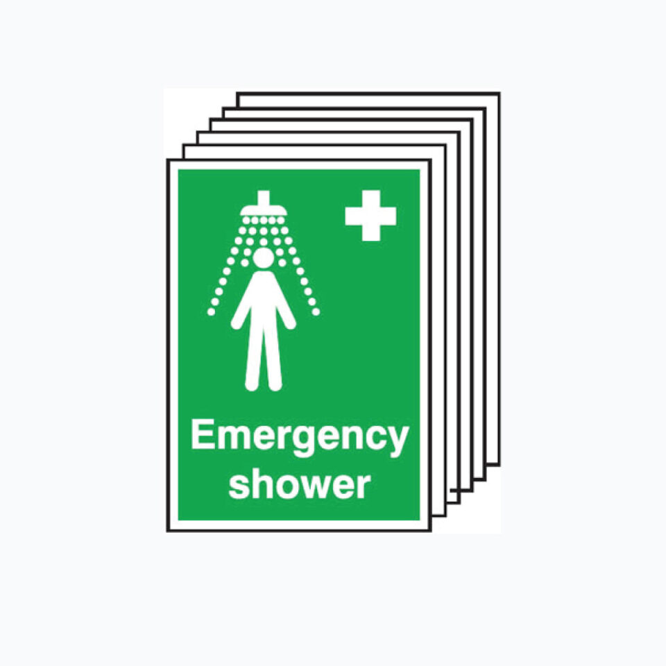 Emergency Shower Signs Multipack Self Adhesive Signs A3 - Safety Sign UK