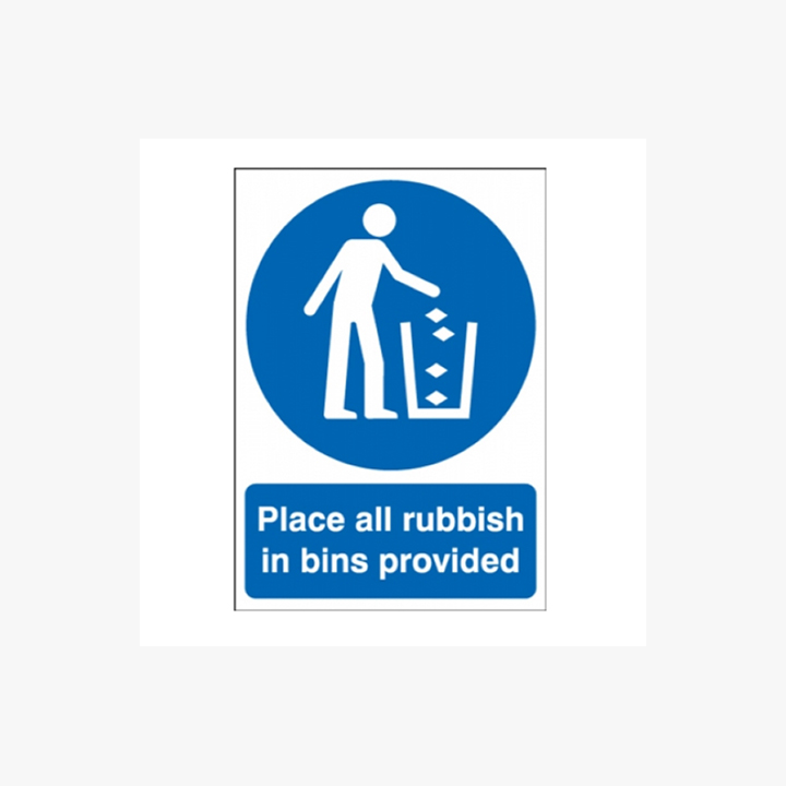 Place All Rubbish In Bins Signs - Safety Sign UK