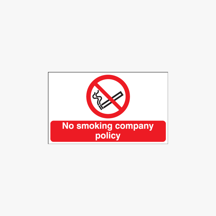 Self Adhesive 300x500mm No Smoking Company Policy Signs - Safety Sign UK