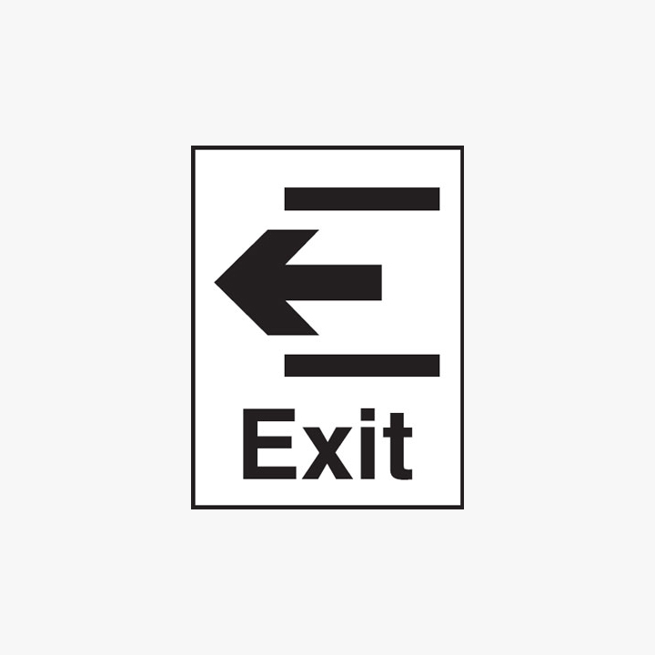 Self Adhesive 400x300mm Exit & Arrow Left Signs - Safety Sign UK
