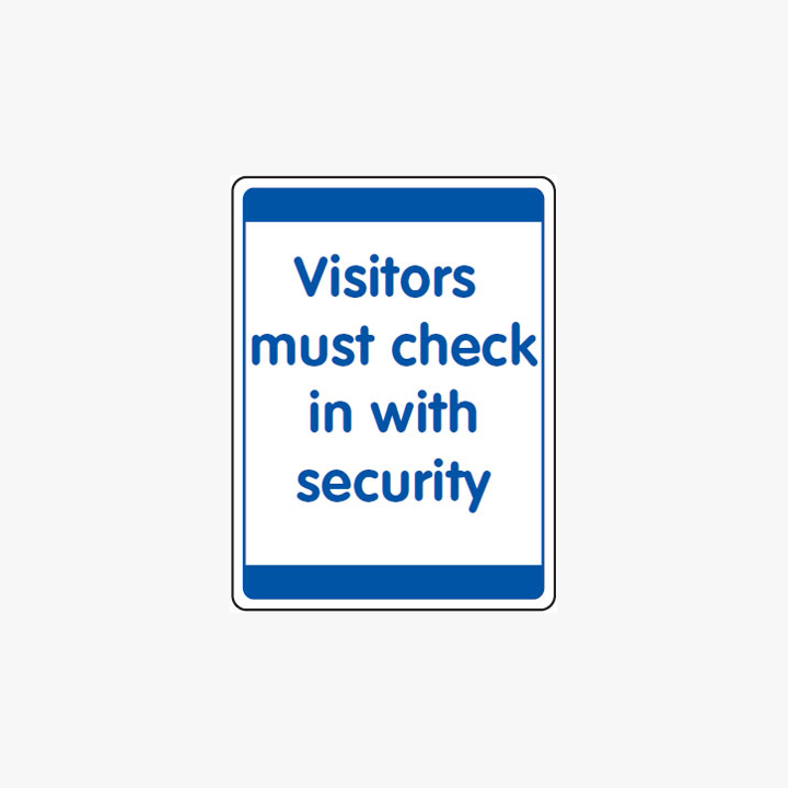 Self Adhesive 400x300mm Visitors Must Check In With Signs - Safety Sign UK