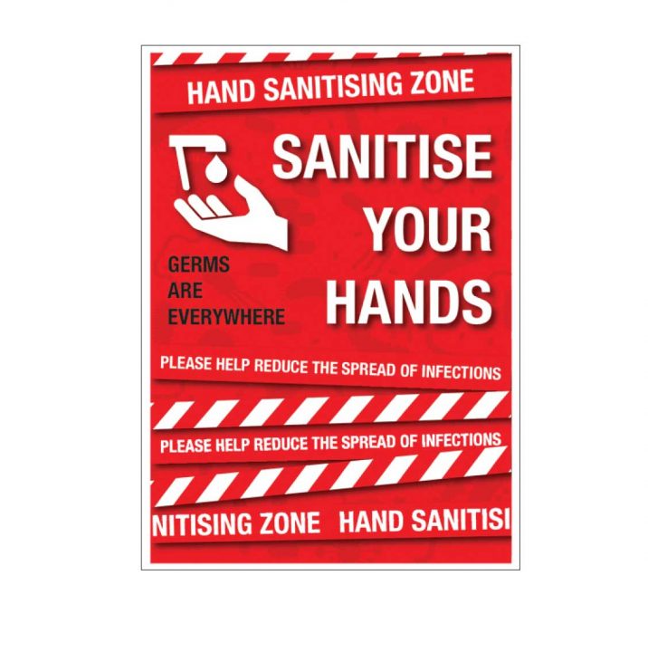Hand sanitising zone poster