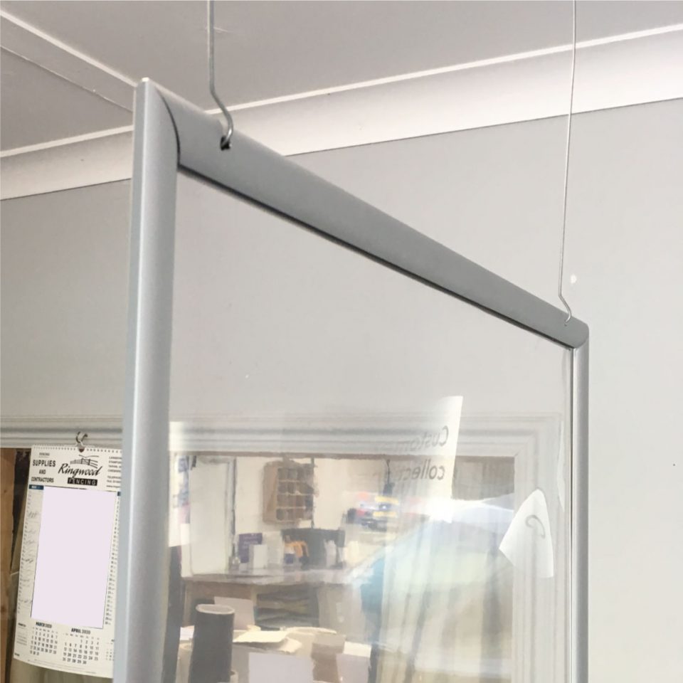 Hanging Sneeze Protection Screen Frame - Safety Sign UK