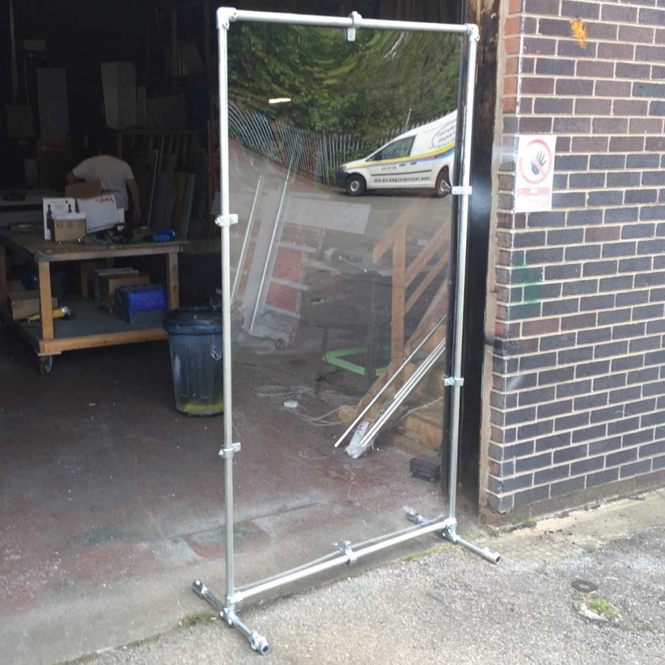 Free Standing Sneeze Guard Screen Metal Frame - Safety Sign UK