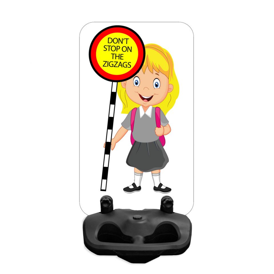 School road safety panel signs are designed to stop parking or dropping ...